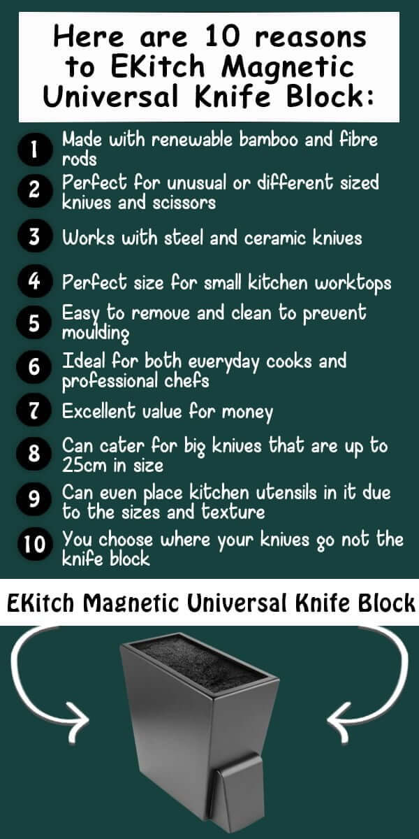 Ekitch Black Magnetic Knife Block | Recipe This